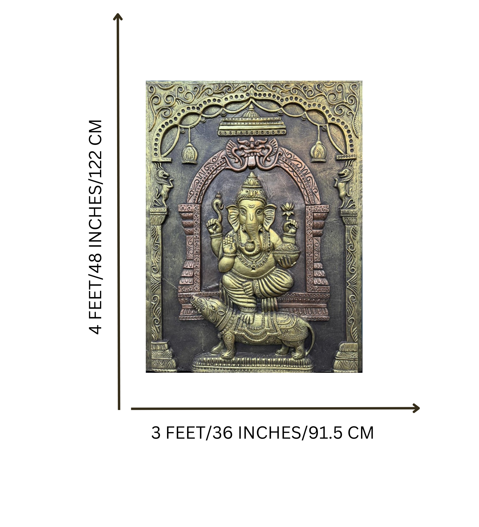 Buy 4X3 Feet Lord Ganesha 3D Relief Mural Wall Art Online - Artociti