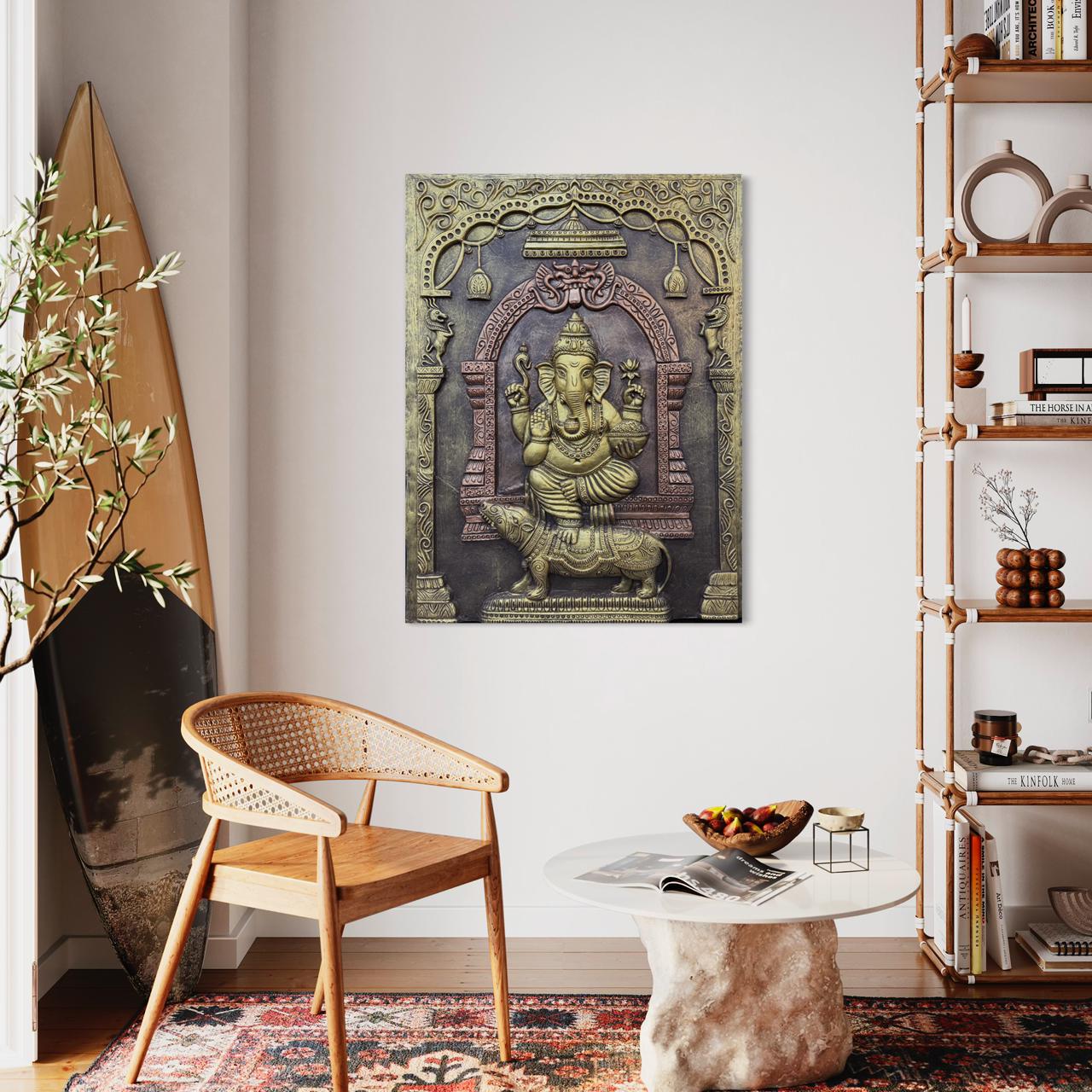 Buy 4X3 Feet Lord Ganesha 3D Relief Mural Wall Art Online - Artociti