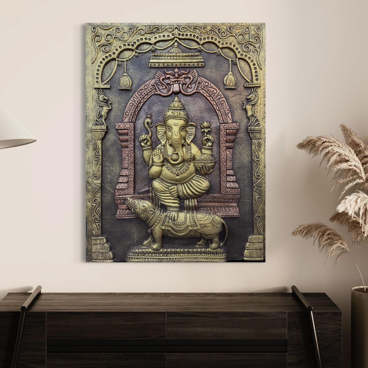 Buy 4X3 Feet Lord Ganesha 3D Relief Mural Wall Art Online - Artociti