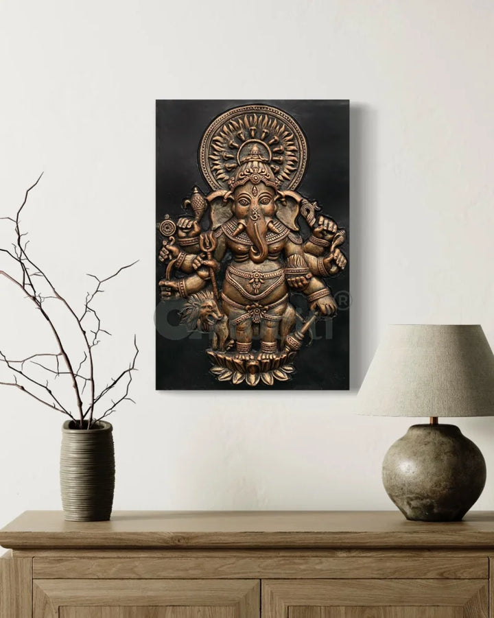 Buy Drishti Ganesha 3D Relief Mural Wall Art Online - Artociti