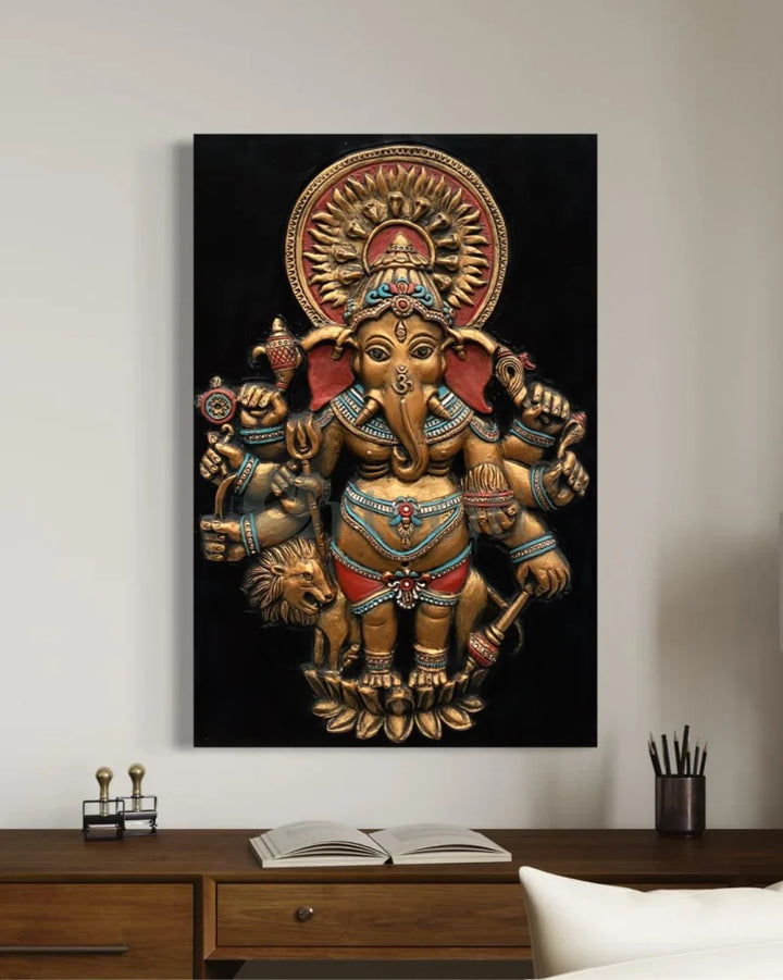 Buy Drishti Ganesha 3D Relief Mural Wall Art Online - Artociti